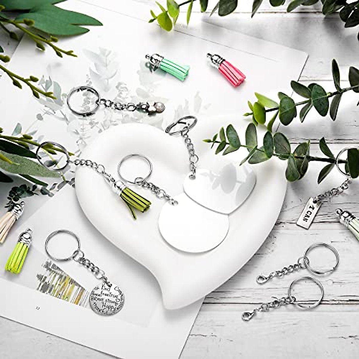 Sasylvia 100 Pcs Keychain Rings with Chain Key Chain Making Kit Include Split Key Ring with Chain, Open Jump Rings, Lobster Clasp, Keychain Ring for Crafts Jewelry Making Supplies, Silver