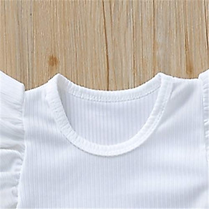 iddolaka Newborn Infant Baby Girl Solid Ruffle Romper Bodysuit Jumpsuit Casual Clothes One Piece Outfit (White, 6-12M)