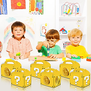OULUN 12Pcs Mario Question Mark Party Candy Box, Super Brothers Question Mark Gold Coin Themed Party Candy Box