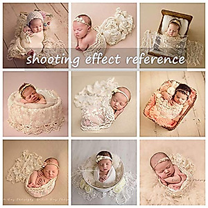 Honra Newborn Photography Prop Lace Wrap Baby Girl Posing Photoshoot Blanket (Ivory Cream A)