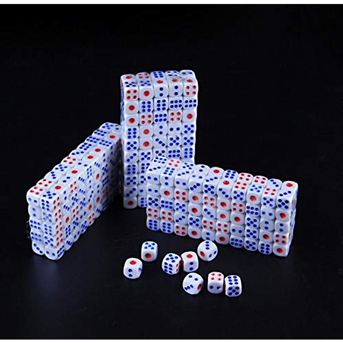 KAKDA,25pcs/lot Standard Plastic 10mm/12mm/14mm Game White Decider Dice Die RPG Toy Bauble B2C Shop Red and Blue dots dice GYH - (Color: 14mm)