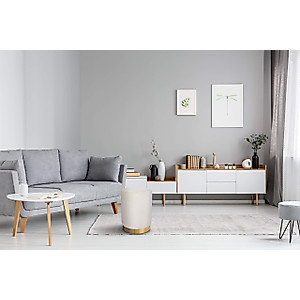 BIRDROCK HOME Round Cream Velvet Ottoman Foot Stool with Lattice Design – Soft Compact Padded Stool – Gold Trim - Great for The Living Room or Bedroom – Decorative Furniture – Foot Rest