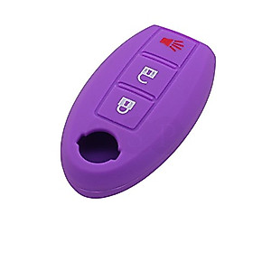 SEGADEN Silicone Cover Protector Case Holder Skin Jacket Compatible with NISSAN 3 Button Smart Remote Key Fob CV9501 Purple