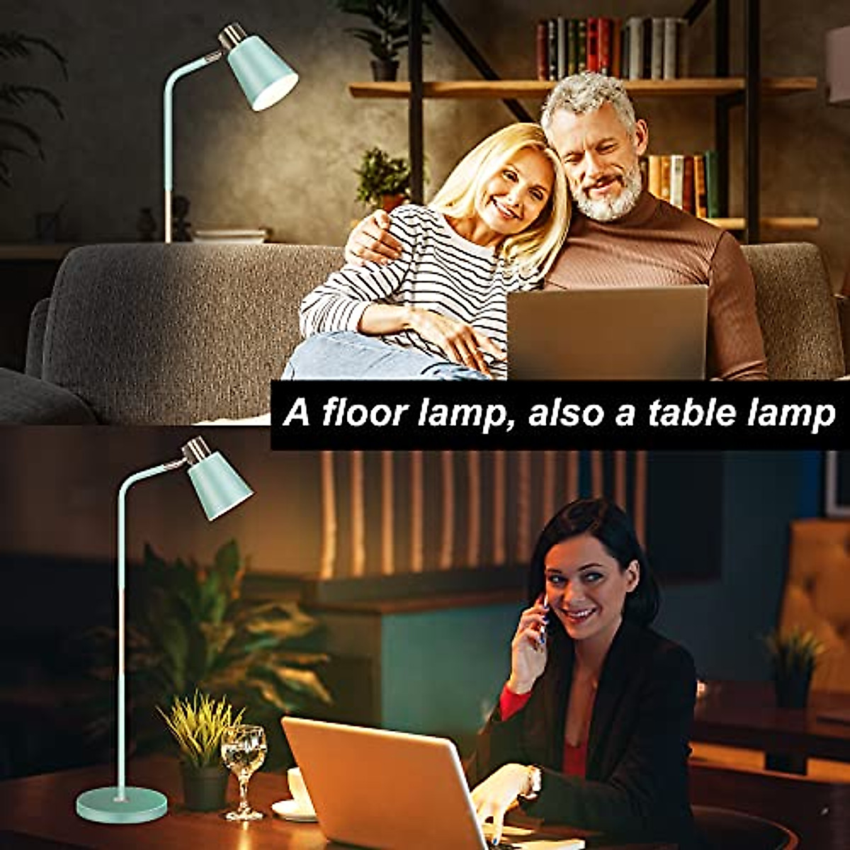 NIOSTA Floor Lamp, Industrial Floor Lamp Height Adjustable 360° Rotation Lampshade Modern Standing Lamp, Floor Lamps for Living Room, Office, Bedroom Reading, Work etc(Green)