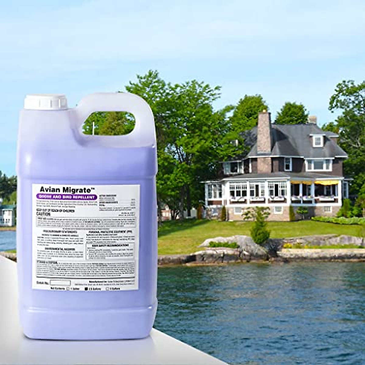 Avian Migrate Goose Deterrent, Bird Repellent Concentrate, Geese Repellent, Non-Toxic, Made in The USA, Removes Geese from Beaches, Yards, Ponds, Parks and Ground (2.5 Gallon)