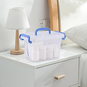 Lasbily 6 Packs Mini Plastic Clear Storage Box Container with Lids, Small Stackable Bin with Latch, 1.5 L