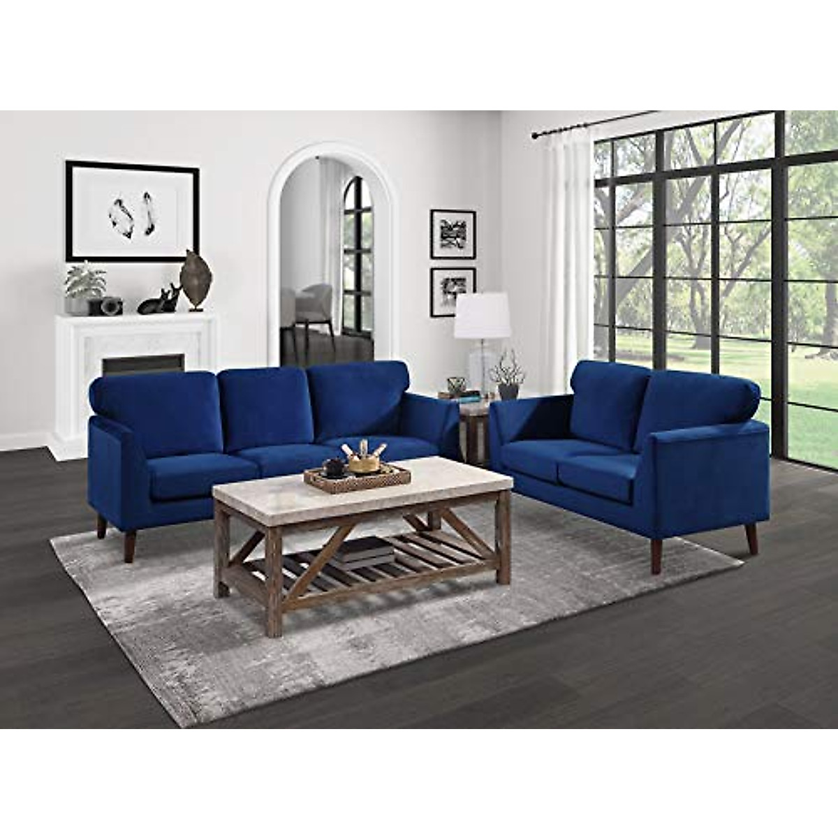 Lexicon Tipton Living Room Loveseat, Blue