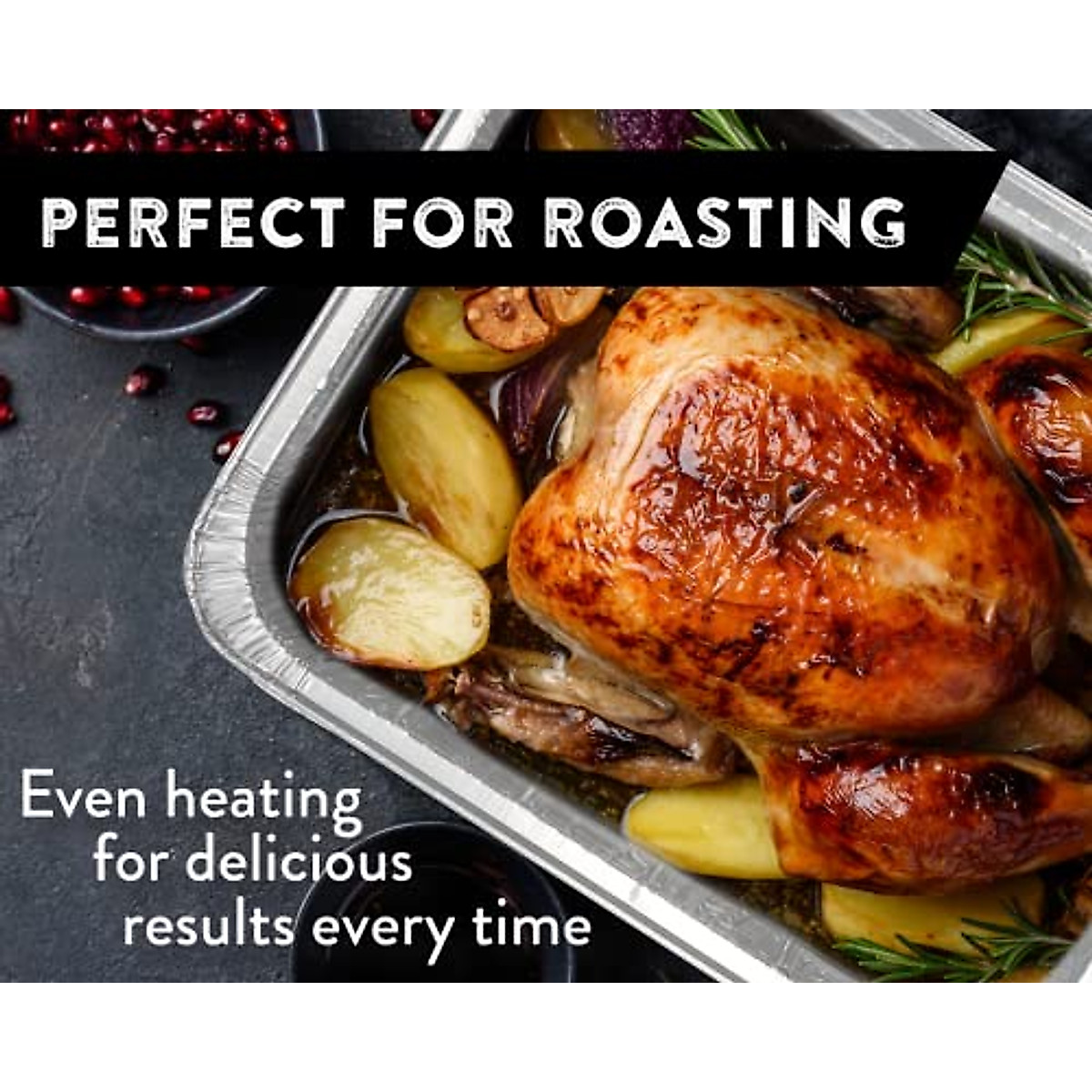 Aluminum Pans 9x13 (30-Pack) - EXTRA HEAVY DUTY - Durable Deep Half-Size Disposable Foil Tins for Grilling, Baking, Cooking, Roasting, Freezing, Serving Food & Lining Steam-Table Trays/Chafers