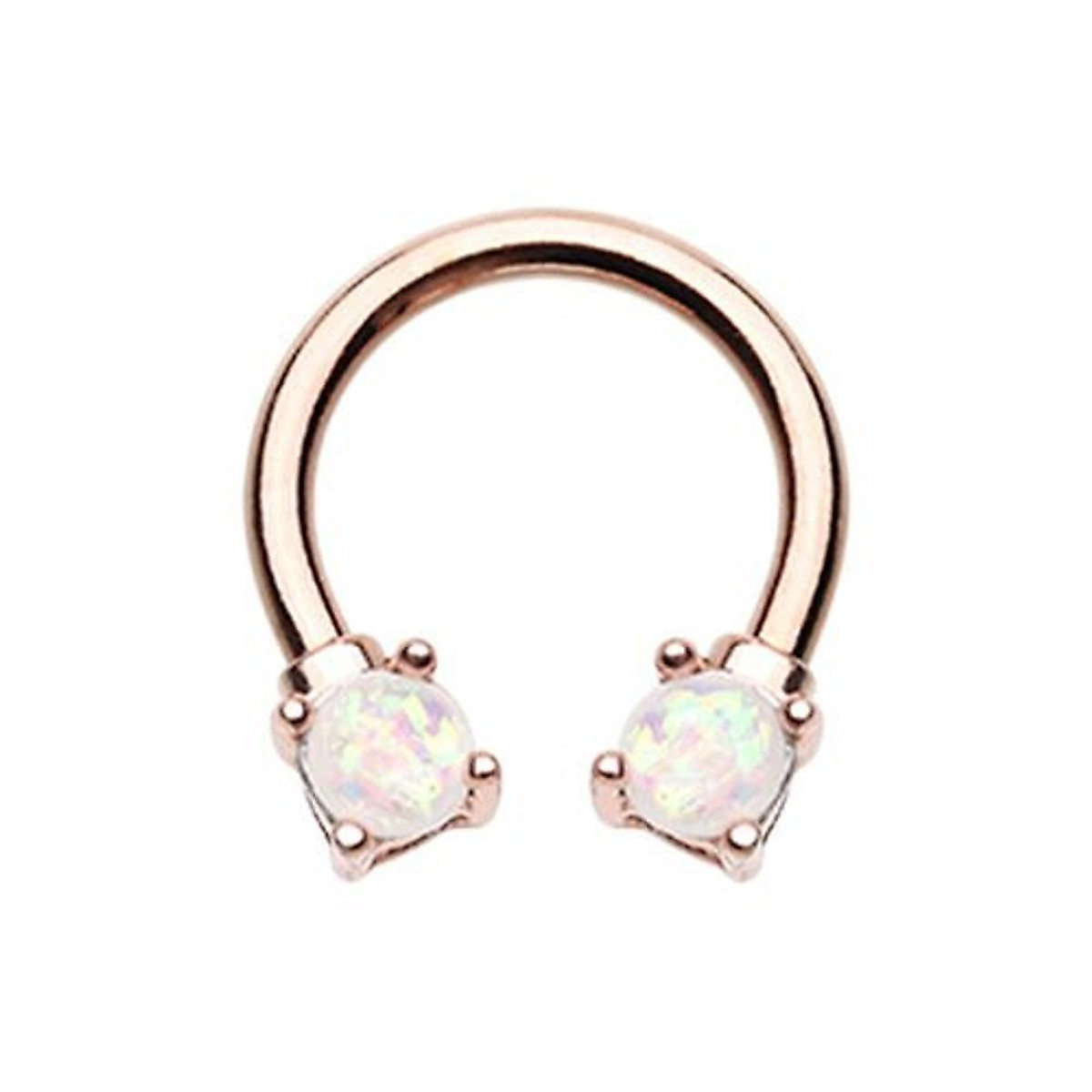 Rose Gold Prong Set Opal Glitter WildKlass Horseshoe Circular Barbell (16 GA (1.2mm))