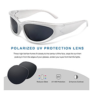 KENBO Y2K Sunglasses Wrap Around Futuristic Sunglasses Trendy for Men Women Shield Mask Visor Glasses