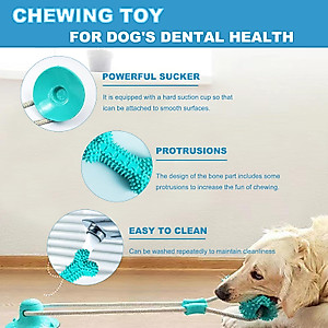 Dog Chew Suction Cup Tug of War Toy, Interactive Dog Toy, Puppy Teething Chew Toys, Dog Chew Toy, Boredom Chews Bone (Blue Upgrade)
