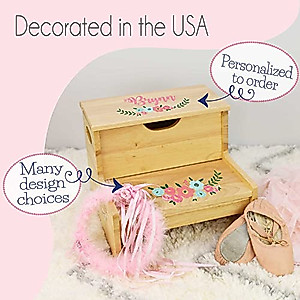 Personalized Safari Animals White Storage Step Stool