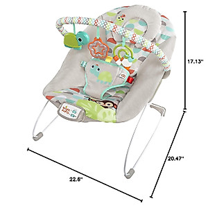 Bright Starts Happy Safari Vibrating Baby Bouncer Seat with 3-Point Harness and-Toy Bar, Age 0-6 Months