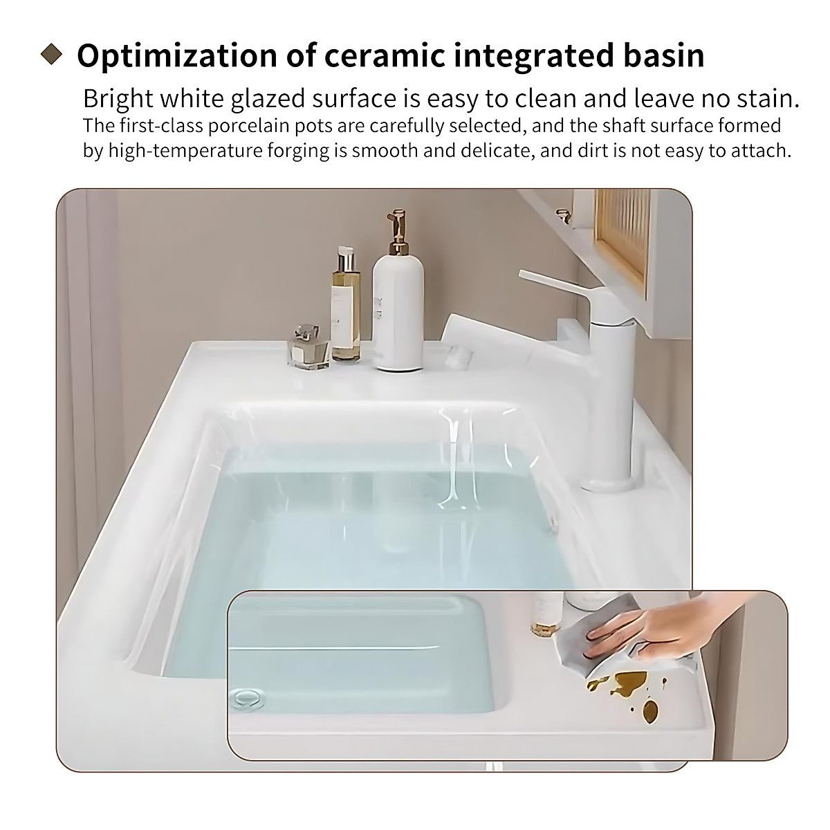 ZGNBSD Bathroom Vanity with Sink - Stylish Bathroom Sink Cabinet, Floating Vanity & Intelligent Fog-Free Mirror Cabinet | Solid Wood Material | Modern Bathroom Cabinet with Sink (28")