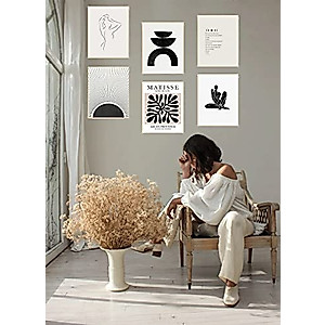Onivein Matisse Wall Art Prints Set of 6 Black and White Boho Posters Matisse Minimalist Abstract Modern Bohemian Line Artwork Women Body Pictures for Bedroom Living Room Decor（8x10inch, Unframed