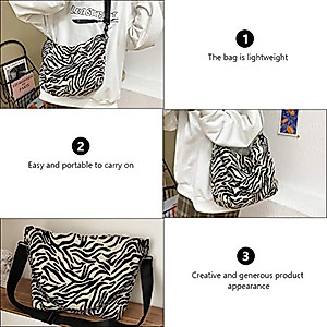 Amosfun Zebra Print Tote Bag Single-Shoulder Bag Umbrella Purse Phone Storage Shoulder Bag for Women Girls