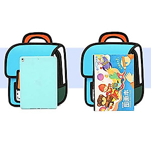 MJUNBOBU Girls Boys Jump Style 3D Backpack 16Inch 2D Drawing Anime Comic Cartoon Backpack Daypack Large (Yellow) (Blue)