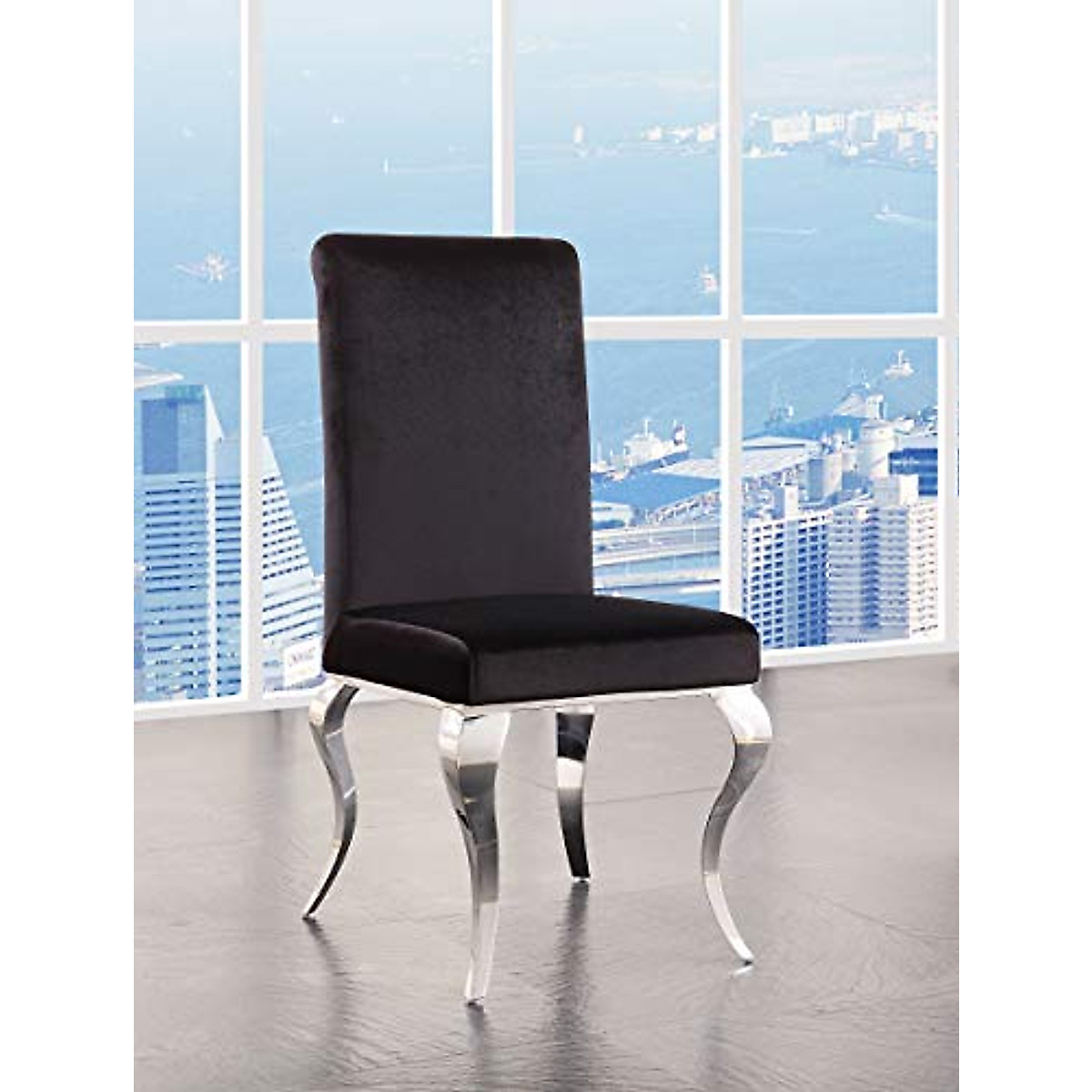 ACME Fabiola Side Chair (Set-2) - - Fabric & Stainless Steel