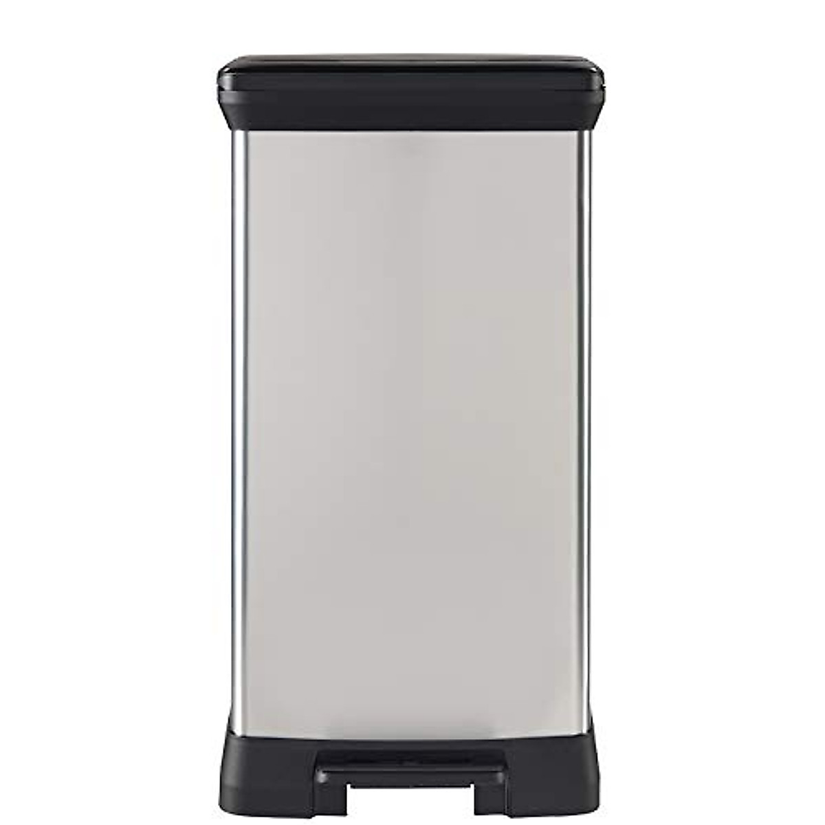 Curver Lid in Stainless Steel Like Finish, Recycling Perfect for Household Use Indoor for Garbage Disposal, 50 Liter, Metallic