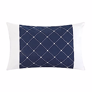 Chic Home Cheryl Comforter Complete Bag Pleated Ruched Ruffled Bedding with Sheet Set and Decorative Pillows Shams Included, Queen, Navy