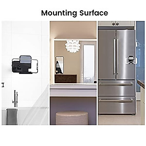 Wall Phone Holder for Shower Bathroom Mirror, 2 Adhesive Sticky Pads, Adjustable Height and Angle, Black