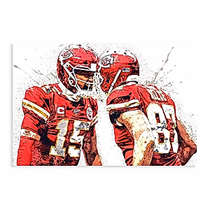 ChicReed Patrick Mahomes, Travis Kelce Poster Football Picture Canvas Poster Bedroom Decor Sports Landscape Office Room Decor Gift Unframe: 12x18inch(30x45cm)