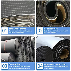 AUCELI Car Sound Deadening Mat, 197 mil (5mm) 5.4 sqft Automotive Foam Sound Deadener, Heat Insulation and Vibration Dampening Material, Noise Barrier Muffler for Vehicle Hood, Trunk, Door, Roof