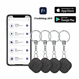 Nutale Key Finder, Bluetooth Tracker Item Locator with Key Chain for Keys Pet Wallets or Backpacks and Tablets, Batteries Include (Black, 4 Pack)
