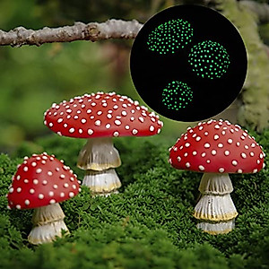 Tree Poetry Mushroom for Garden, Glow in The Dark Fairy Garden Decor Accessories, Micro Landscape, Mushroom Statue