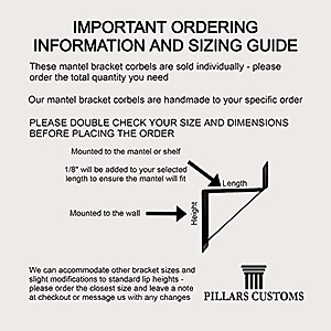 Mantel Bracket Corbel, Fireplace Shelf Bracket, Sold Individually, Handmade in USA