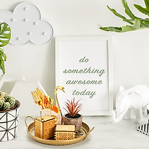 Elsjoy Set of 4 Gold Jewelry Tray, 8 Inch Round Gold Serving Tray Metal Decorative Vanity Tray, Golden Trinket Dish Perfume Tray for Makeup, Necklace, Bathroom, Dresser