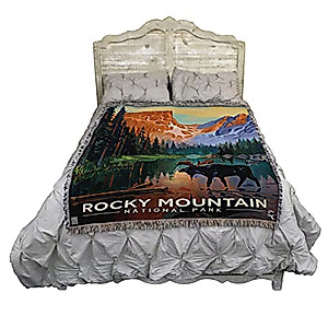 Pure Country Weavers Rocky Mountain National Park Blanket by Kai Carpenter - Anderson Design Group Inc - Gift Tapestry Throw Woven from Cotton - Made in The USA (72x54)