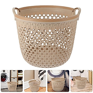 HOLIDYOYO Flexible Laundry Basket, Plastic Hamper for Clothes, Laundry Basket with Handle, Hollow Dirty Clothes Hamper, Portable Round Bin, Versatile Shopping Bag