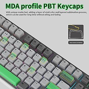 NACODEX AK873 TKL Hot Swappable Mechanical Keyboard with MDA Profile PBT Keycaps | Custom Lubed Linear Switch | Magnetic Removable Cover BT5.0/2.4GHZ/Wired Programmable RGB Keyboard