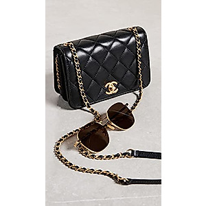 CHANEL Women's Pre-Loved Black Lambskin CC Chain Flap Mini Bag, Black, One Size