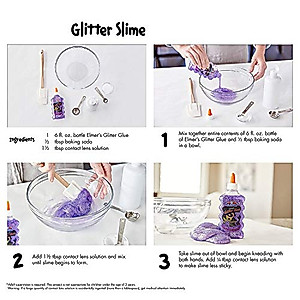 Elmer's 638458774473 Washable Glitter Glue, 6 oz Bottles-6 Colors, Green/Pink/Purple/Red/Yellow/Blue, 36 Fl Oz