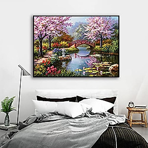 Dimensean Stamped Cross Stitch Kits Full Range of Embroidery Patterns Starter Kits for Beginners Adult or Kids DIY Cross Stitches Needlepoint Kits 11CT-Park Scenery 15.7x21.3 inch