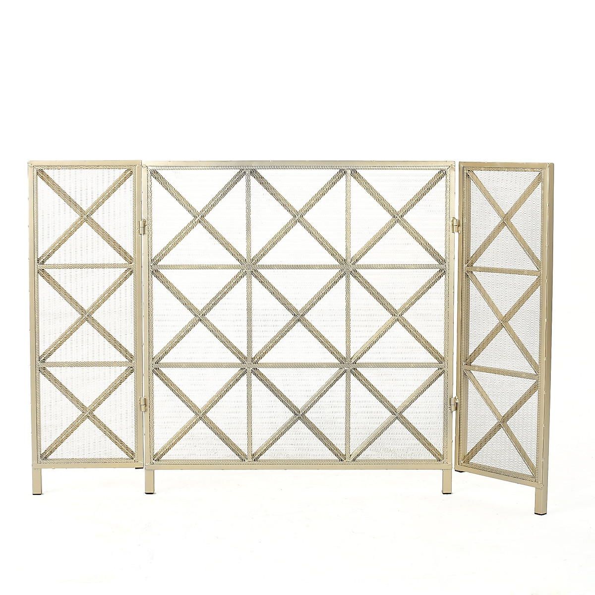 Christopher Knight Home Margaret 3 Panelled Iron Fireplace Screen, Gold