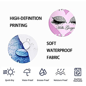 Dia Magico 4PCS Eyelash Shower Curtain Set, Hello Gorgeous Bling Silver Drips Glitter Eyeshadow Pink Heart Makeup Glam Modern Fashion Girl Bathroom Decor Fabric Purple Shower Curtain Non-slip Bath Mat