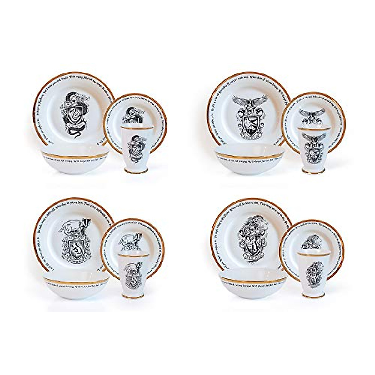 Harry Potter Hogwarts House Logos 16-Piece Ceramic Dinnerware Set