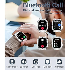 FOXBOX Smart Watch for Men Answer Call/Notification, 1.95" AMOLED Fitness Watch 108 Sport Modes Compass Step Heart Rate Sleep SpO2 BP Monitor, 5ATM Waterproof Military Smartwatch for Android iOS