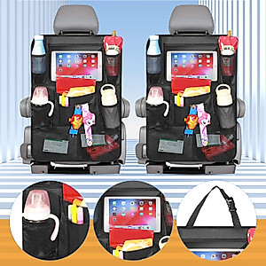 Car Seat Back Organizer for Kids Car Organizer Kick Mats with 10" Touch Screen Tablet Holder 11 Storage Pockets Car Back Seat Protectors Backseat Child Kick Guard Seat Saver (21” x 17”inch)