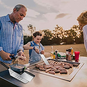 Skyflame 3 Piece Griddle Accessories Kit, Stainless Steel Professional Long BBQ Grill Spatula/Turner & Scraper Set for Flat Top Grill Hibachi Camping Cooking