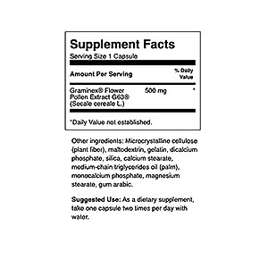 Swanson Maximum Strength Graminex Flower Pollen Extract - Supports Prostate Health, Urinary Tract Function, and Kidney Health - Mens Health Supplement - (60 Capsules, 500mg Each) (2 Pack)