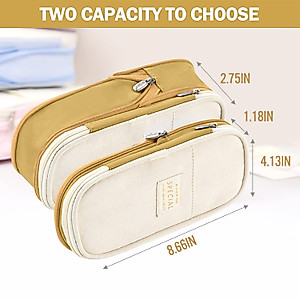 LHMTQVK Large Pencil Case Pencil Pouch Can Expand Pencil Bag Big Capacity Pencil Bag Large Storage Pouch Pencil Case Aesthetic Pencil Cases for Adults Cute Pencil Pouch (khaki beige)