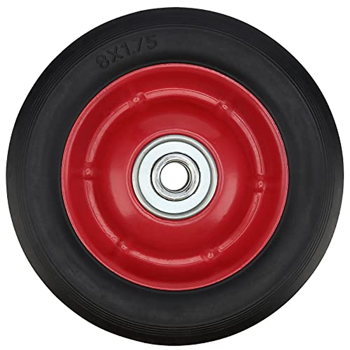 PINGEUI 4 PCS 8 Inch Solid Rubber Tire, Flat Free Solid Rubber Wheels, Hand Truck Replacement Wheels, 1/2-Inch Axle Hole, 220 lbs Max Load-Bearing Capacity