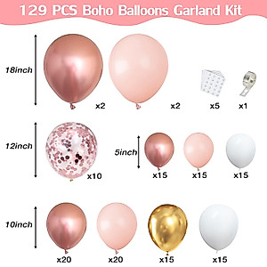 Rose Gold Balloon Garland Arch Kit,Pink and Gold White Rose Gold Confetti Latex Balloons for Baby Shower Wedding Birthday Graduation Anniversary Bachelorette Party Decorations…