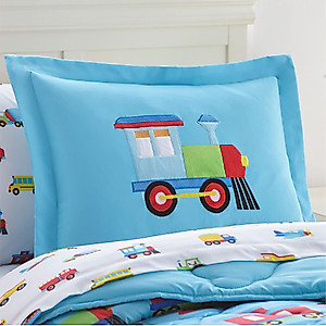 Wildkin Kids 5 Pc Twin Bed In A Bag for Boys and Girls, Microfiber Bedding Set Includes Comforter, Flat Sheet, Fitted Sheet, One Pillow Case and One Sham (Trains, Planes, and Trucks)