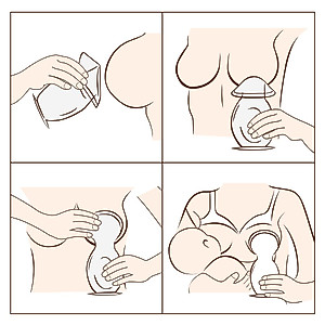 BumbleBee Manual Breast Pump with Suction Base 4oz/110ml, Silicone Breastfeeding Pump Milk Collector with Pink Heart Pump Stopper&PP lid