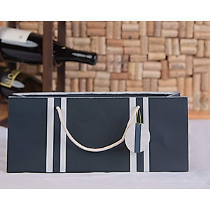 Simply Charmed Wine Bags Navy Nautical Themed Purse Style Paper Bag with Rope Handles Set of 6